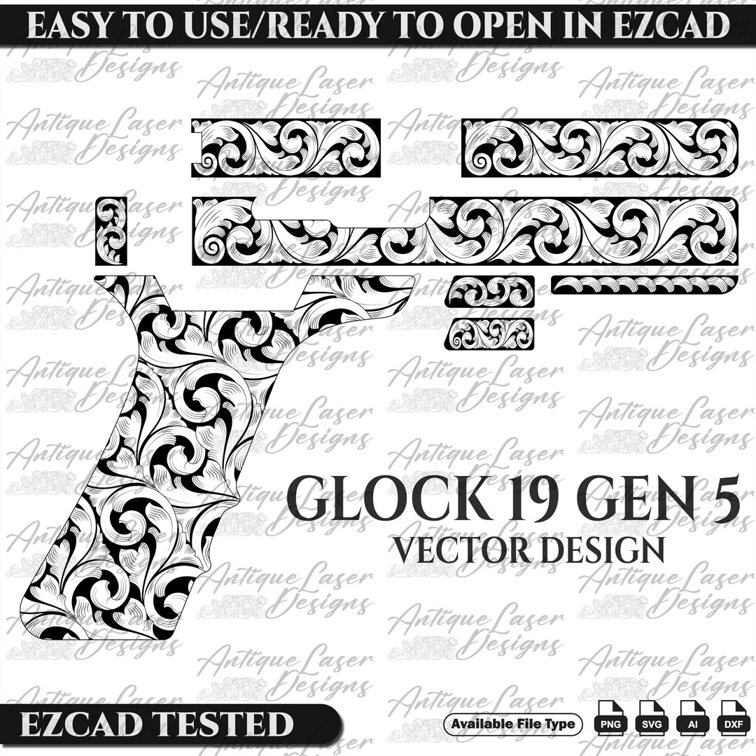 Glock 19 Gen 5 Scroll Design Svg,lasercut,laserengraving,engravingfiles ...