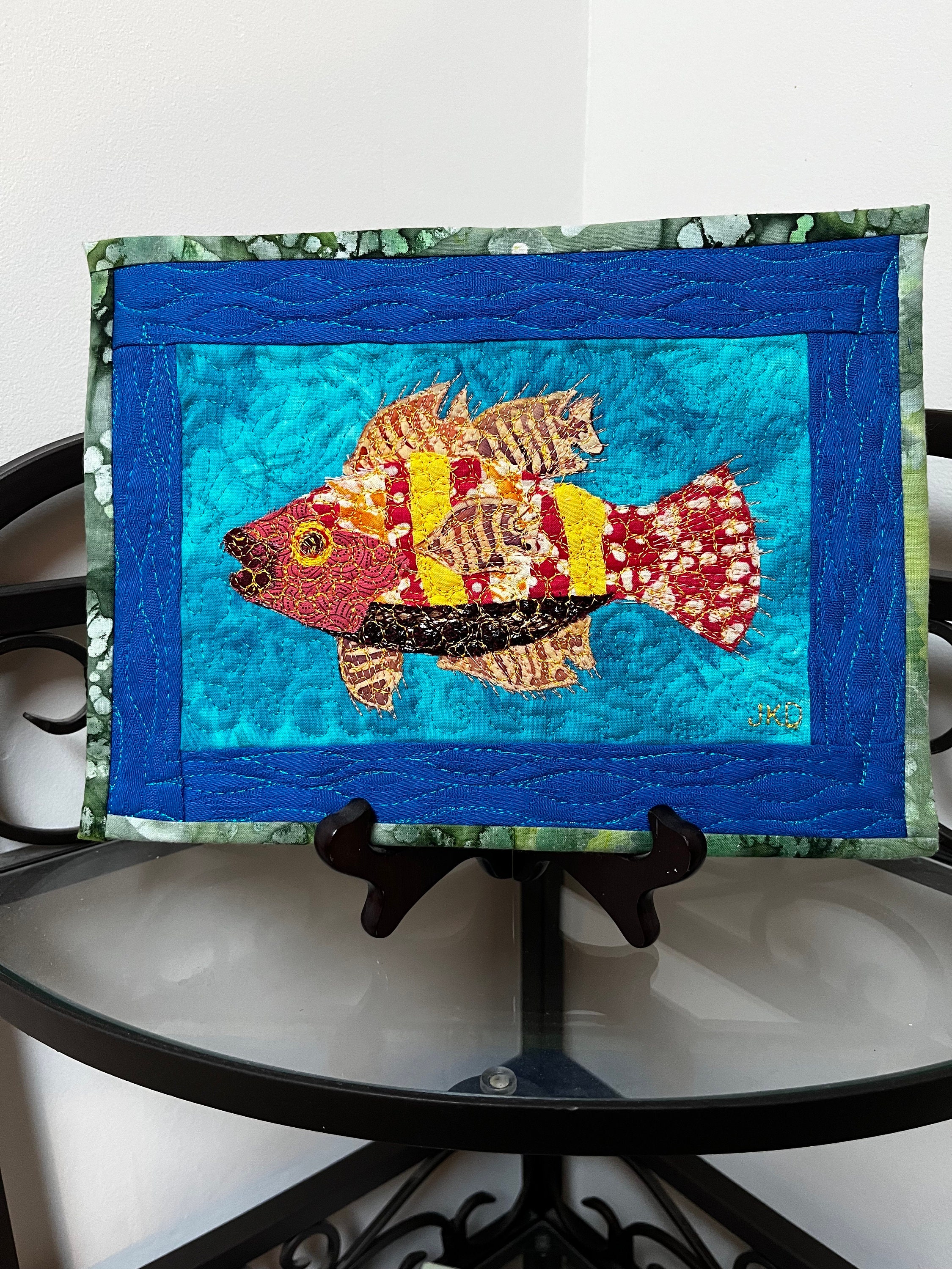 Fish Art Quilt Wall Hanging, Fabric Collage, Sealife Nature Inspired ...
