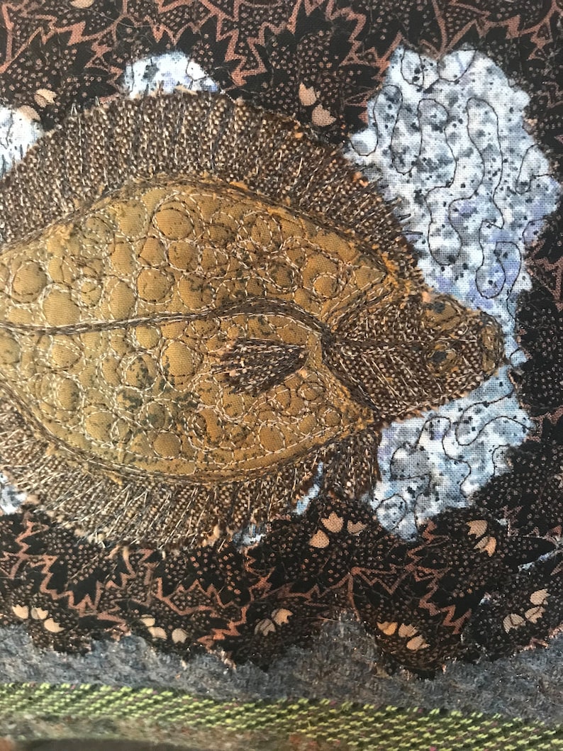 Founder Fish Collage Art Quilt Fish Throw Pillow up Cycled Wool Design ...