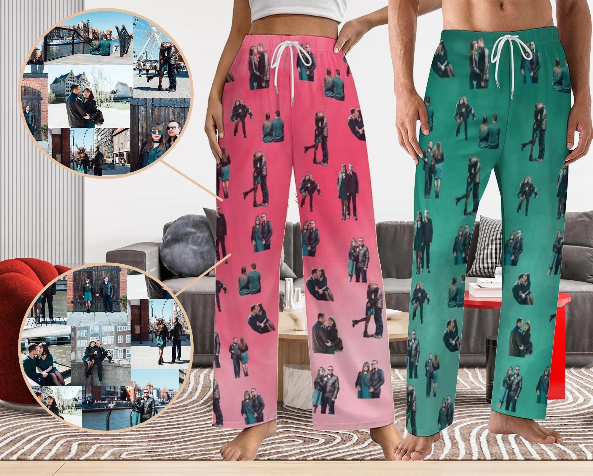 Customized Pajama Pants With Photo, Couples Photo Pants, Pictures ...