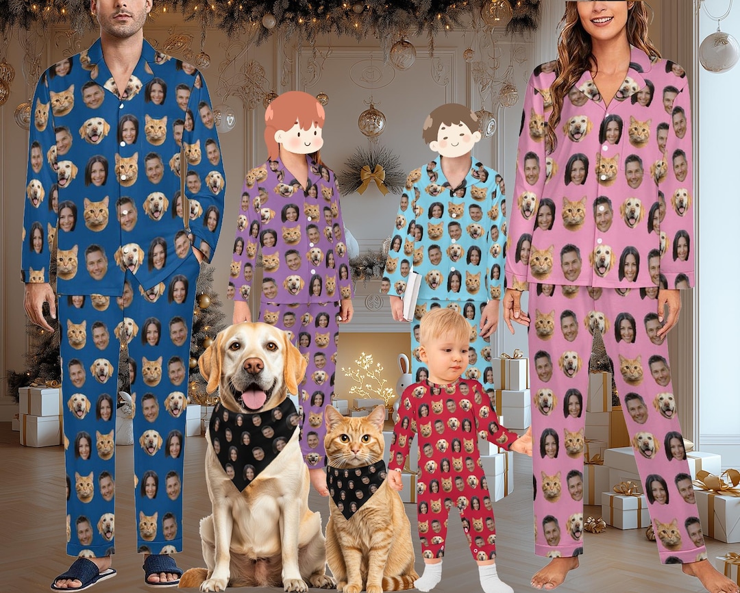 Custom Pajamas for Family, Custom Photo Pyjamas, Custom Pet Pajamas ...