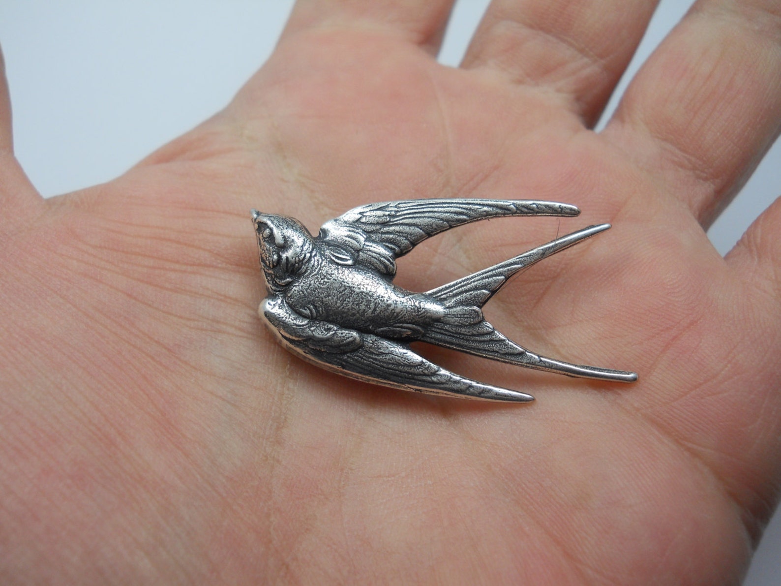 Silver Swallow Bird Brooch Nature Pin Sterling Silver Plated Metal ...
