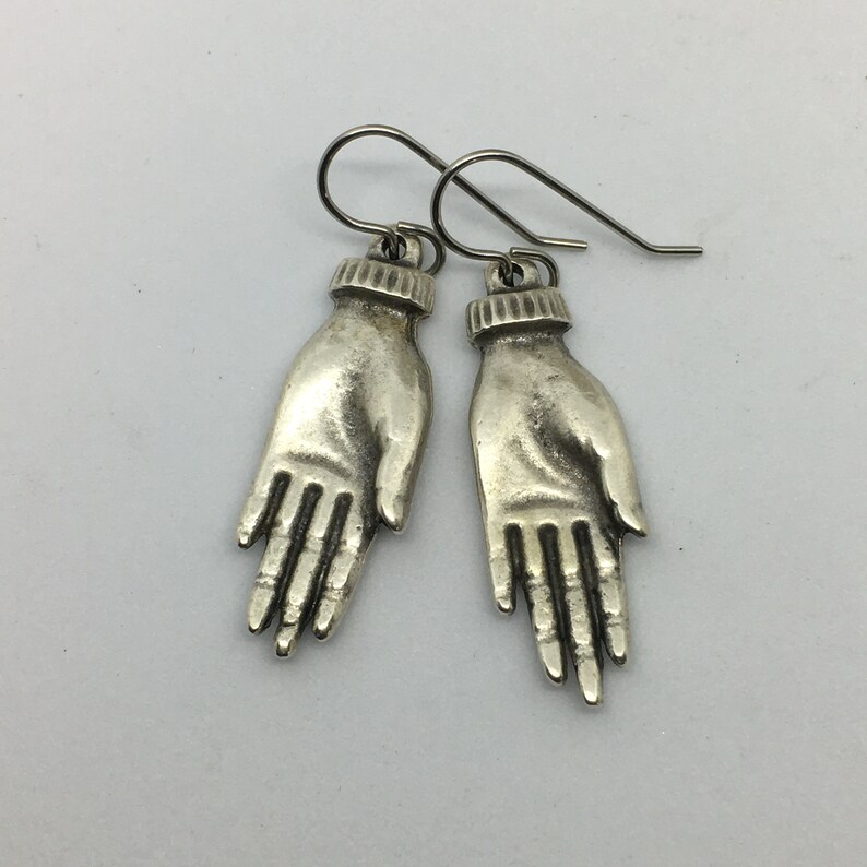 Hand Charm Earrings Silver Open Hand Love Tolerance Artisan | Etsy