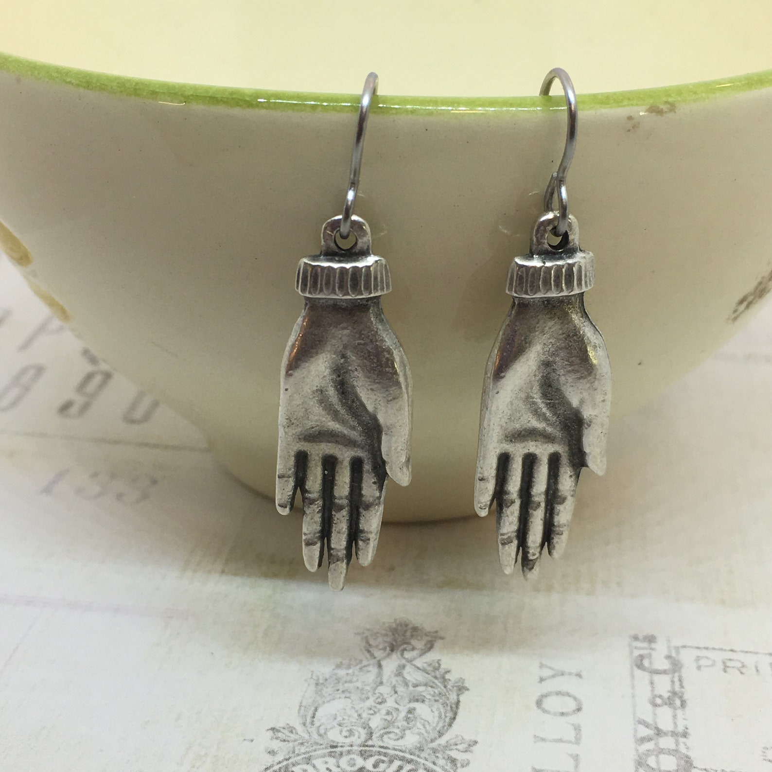 Hand Charm Earrings Silver Open Hand Love Tolerance Artisan - Etsy