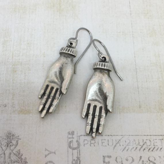 Hand Charm Earrings Silver Open Hand Love Tolerance Artisan | Etsy