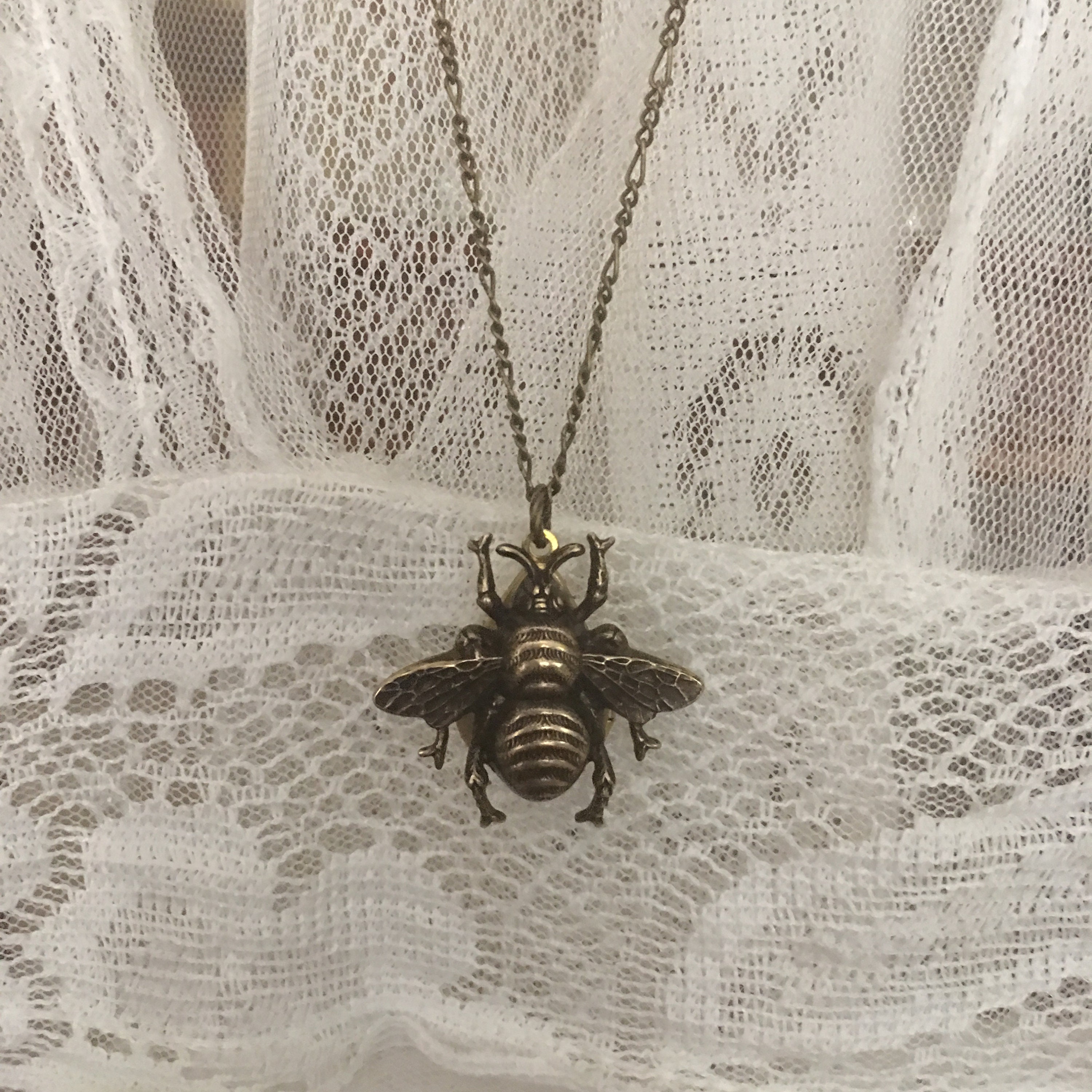 Hidden Locket Necklace BEE Secret Compartment Women's | Etsy