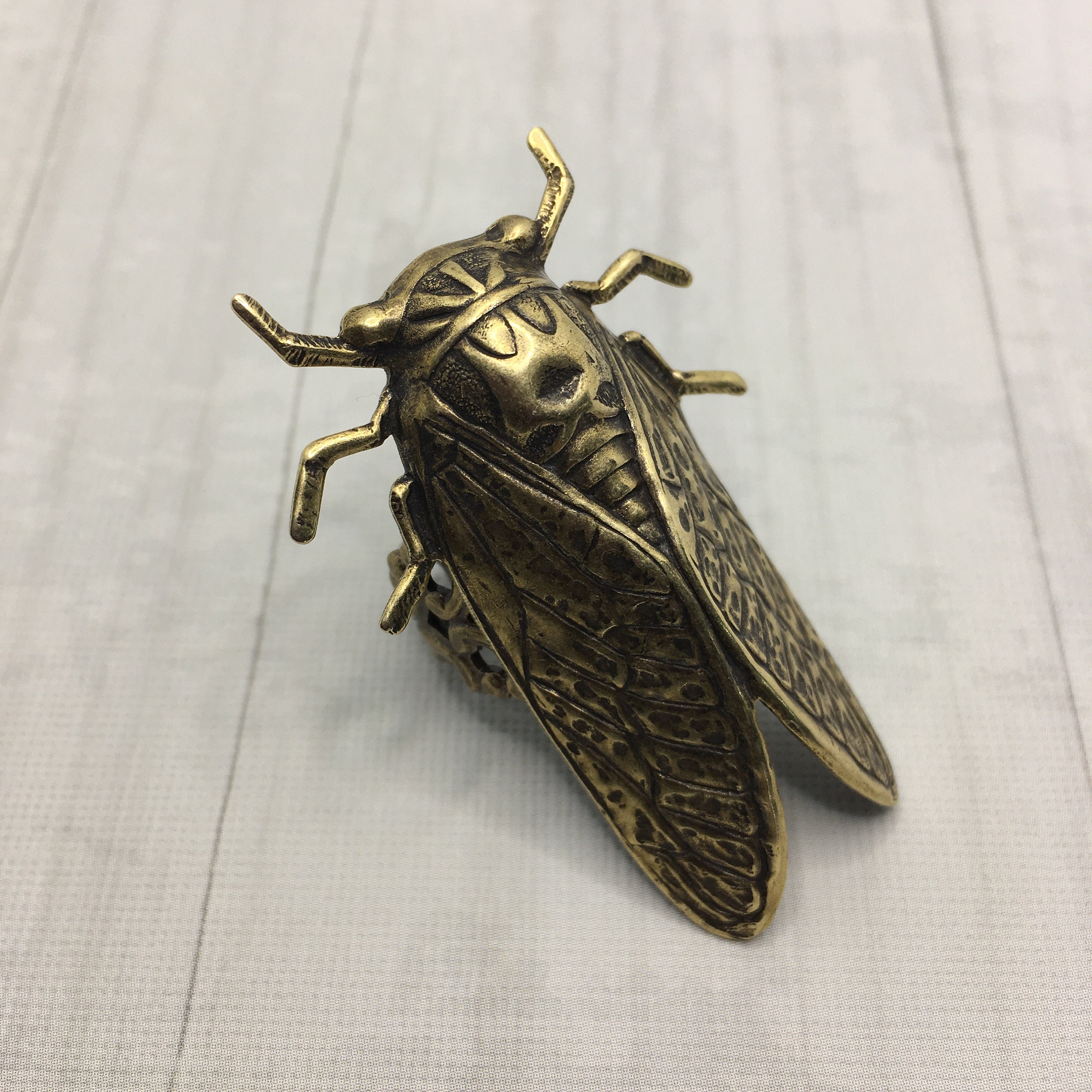 Brass Cicada Ring Extra Large Statement Jewelry Wide | Etsy