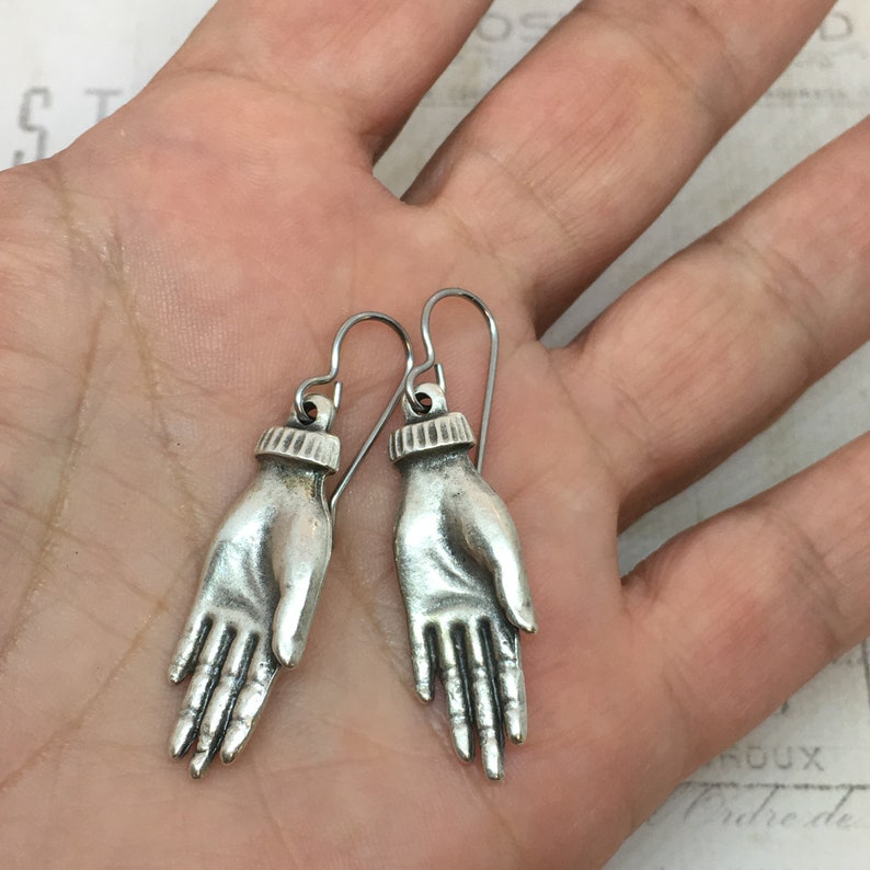 Hand Charm Earrings Silver Open Hand Love Tolerance Artisan | Etsy