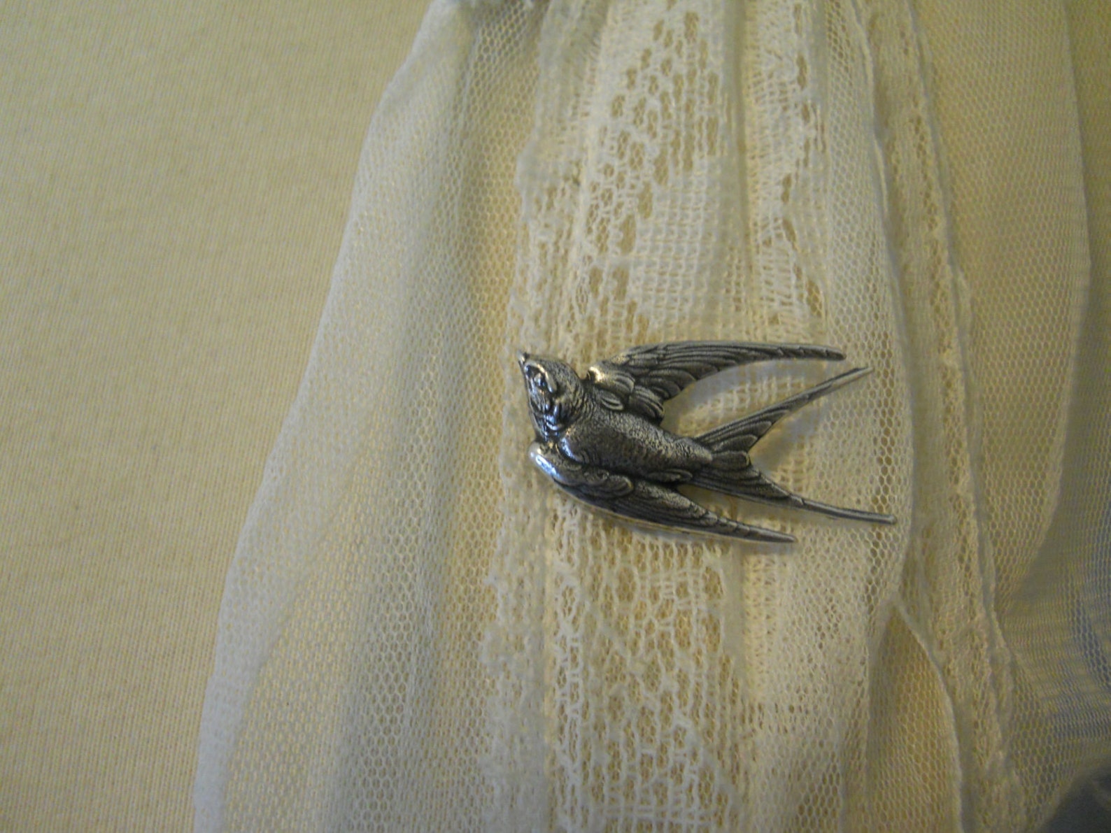 Silver Swallow Bird Brooch Nature Pin Sterling Silver Plated Metal ...