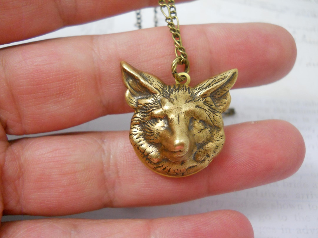 Vintage Brass Fox Head Locket Necklace: Woodland Animal Jewelry - Etsy