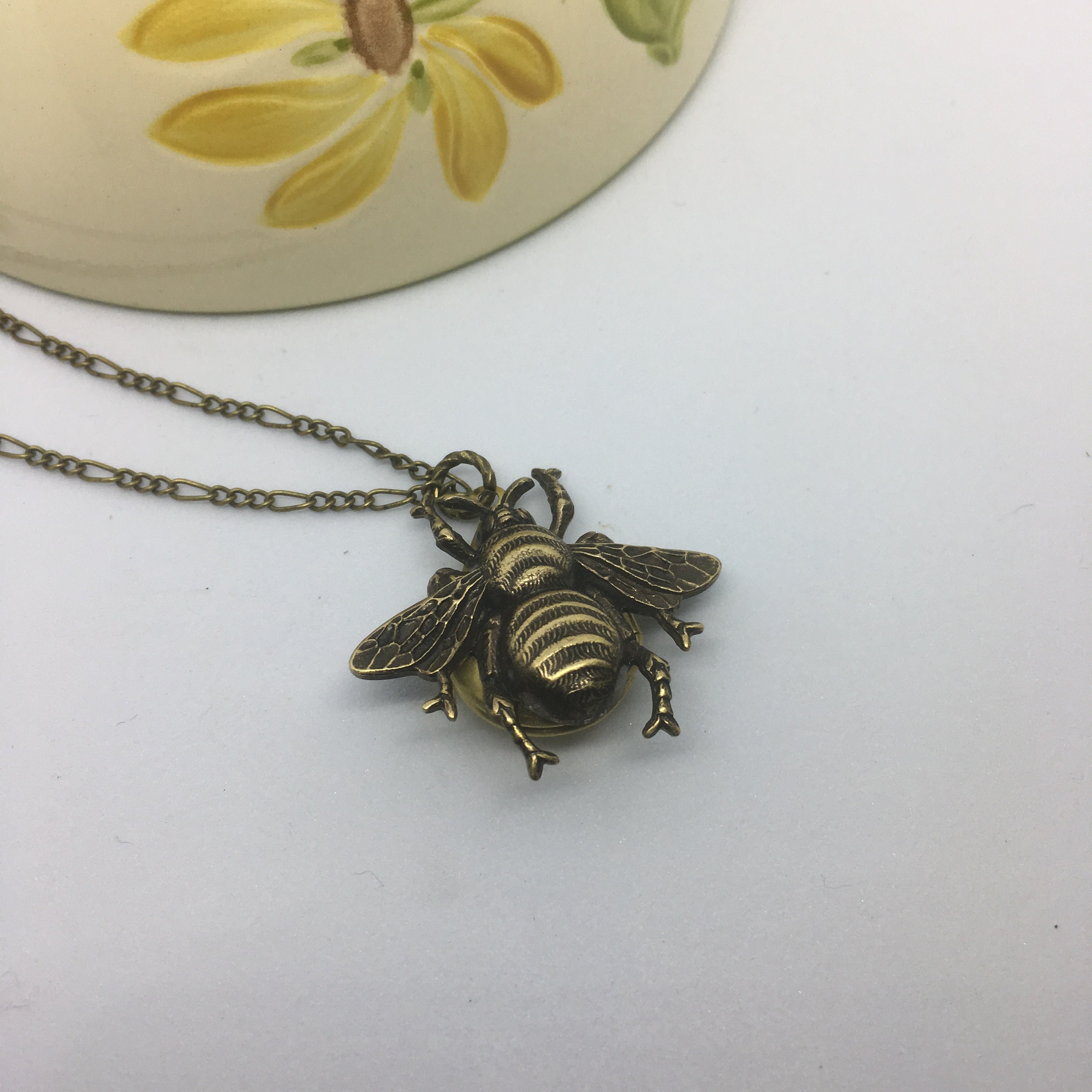 Hidden Locket Necklace BEE Secret Compartment Women's | Etsy