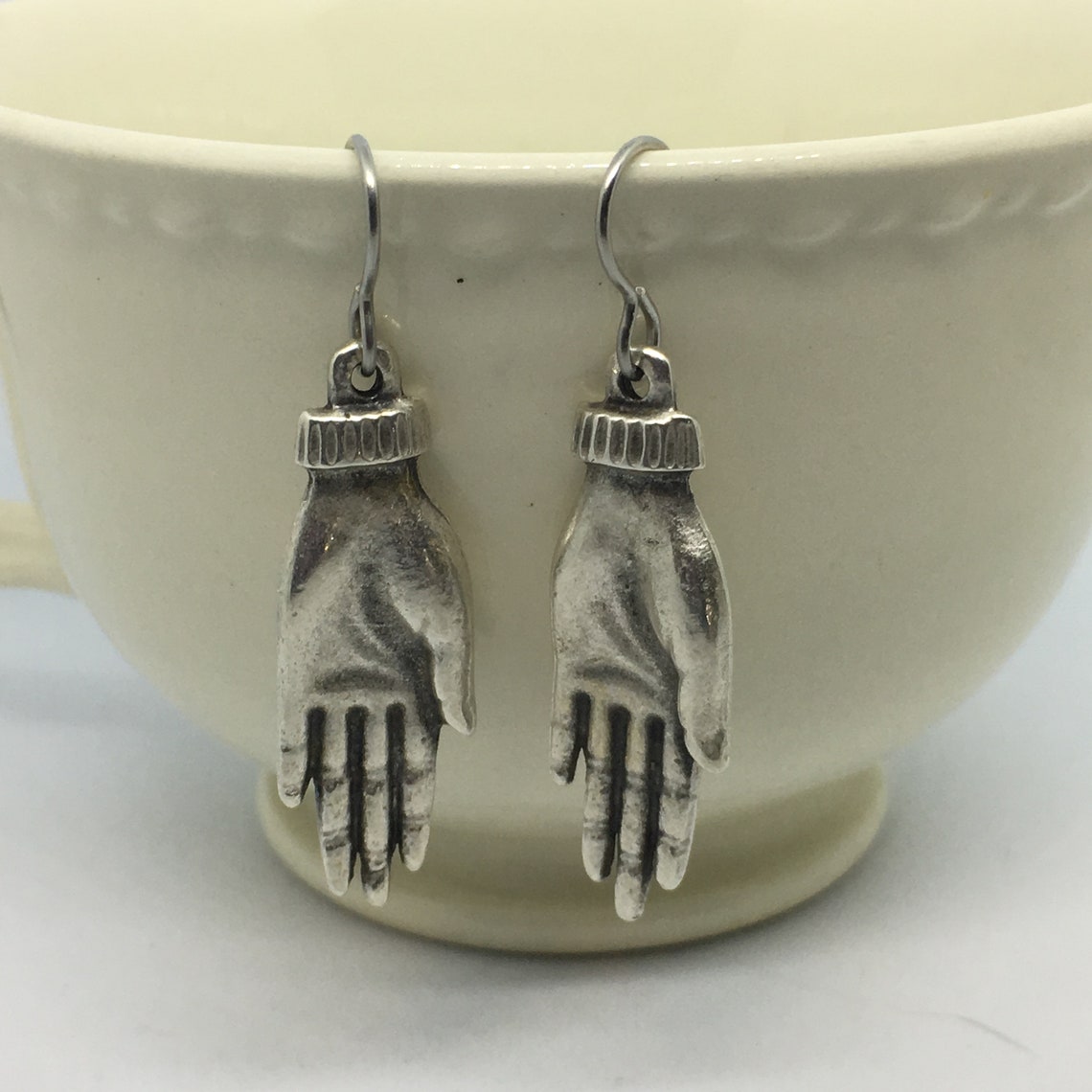 Hand Charm Earrings Silver Open Hand Love Tolerance Artisan | Etsy