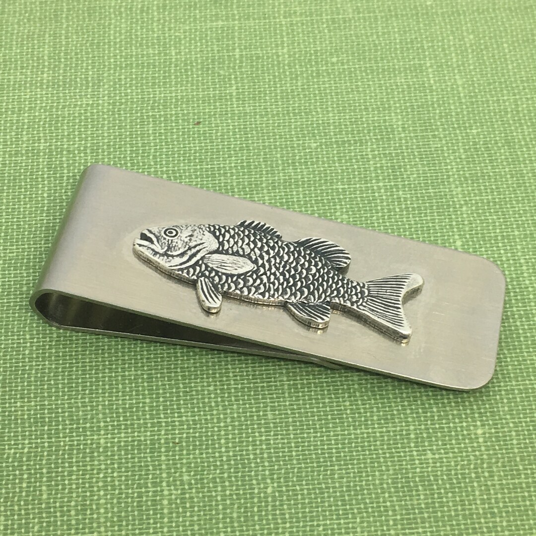 Brass or Silver Fish Money Clip Gift for Fisherman Trout Outdoor Gift ...