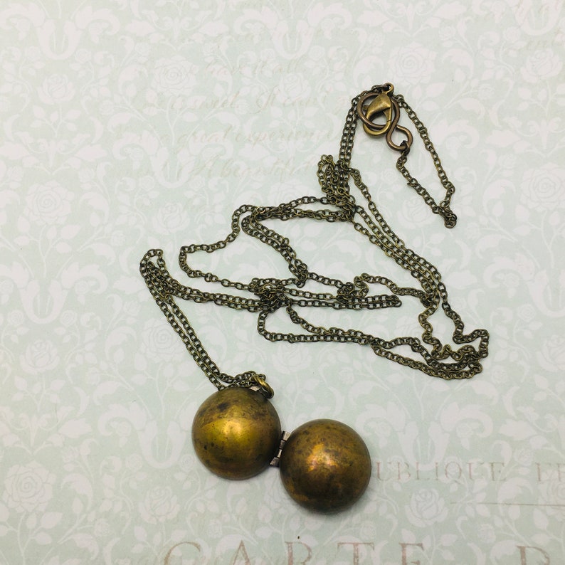 Vintage Brass Ball Locket Layering Locket Long You Choose - Etsy