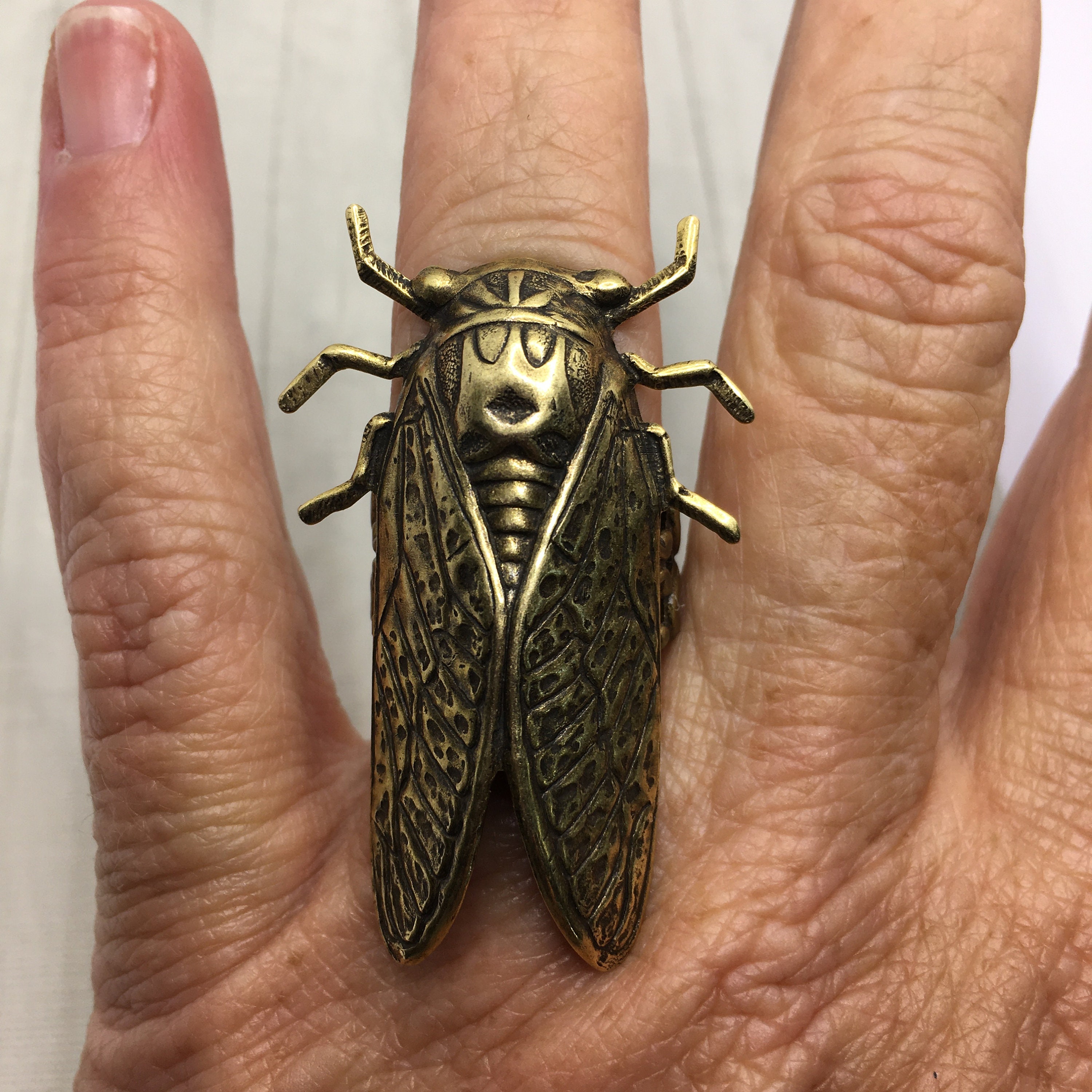 Brass Cicada Ring Extra Large Statement Jewelry Wide | Etsy