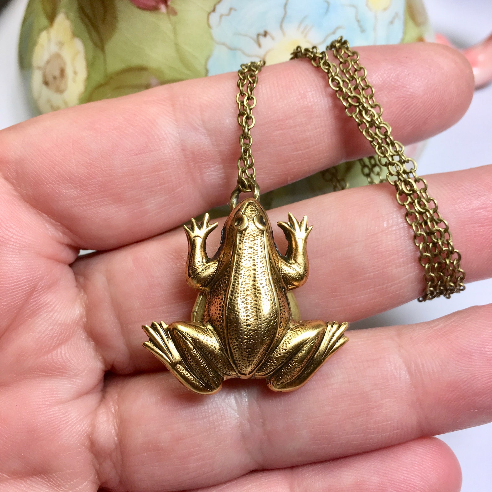 Frog Locket Solid Brass Nature Amphibian Unique Locket Hidden - Etsy