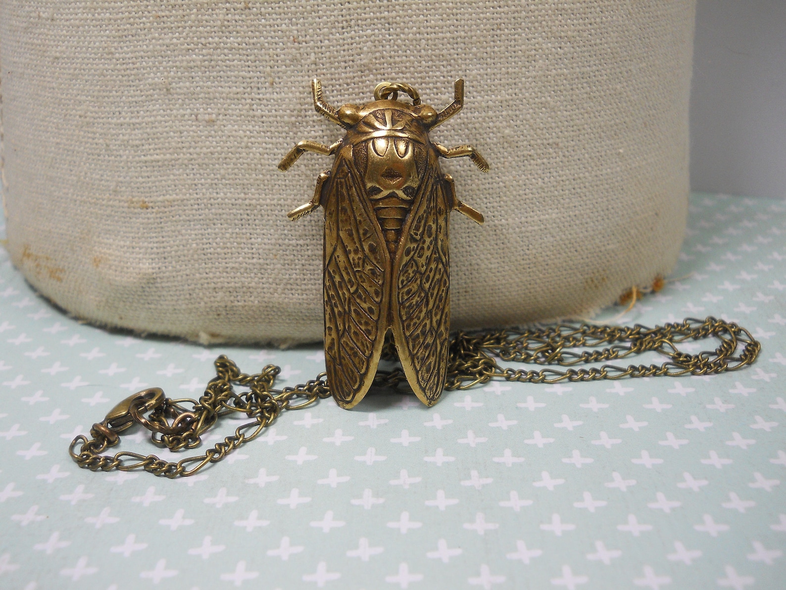 Insect Brooch Large Cicada Bug Pin Golden Brass Garden | Etsy