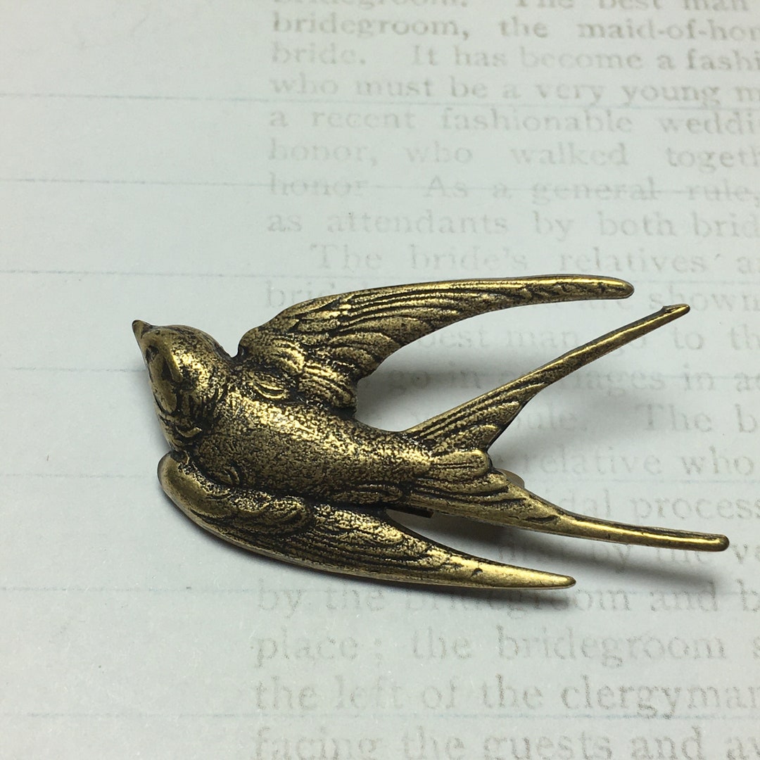 Brass Sparrow Bird Brooch Nature Pin Metal Lapel Bird Watcher Jewelry ...