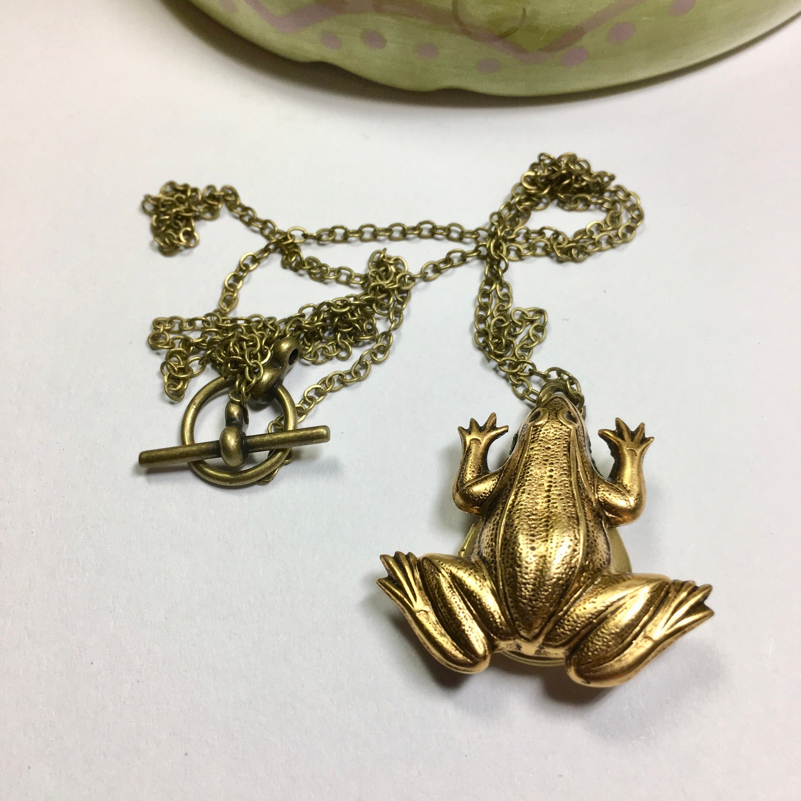 Frog Locket Solid Brass Nature Amphibian Unique Locket Hidden - Etsy