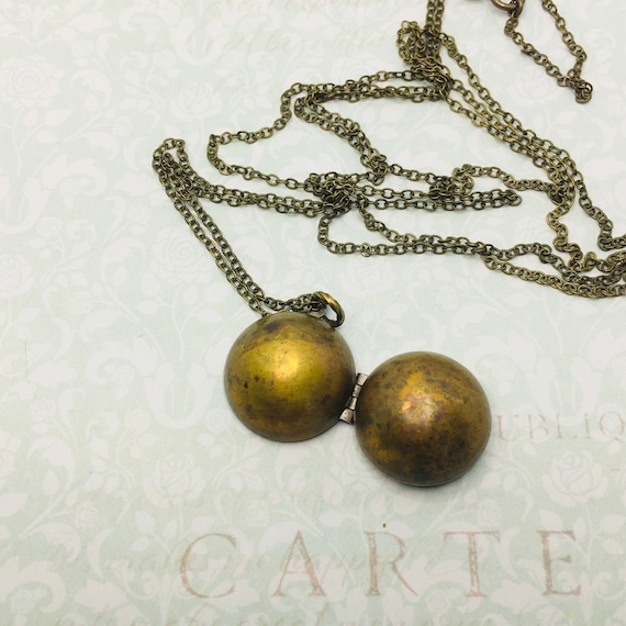Vintage Brass Ball Locket Layering Locket Long You Ch… - Gem