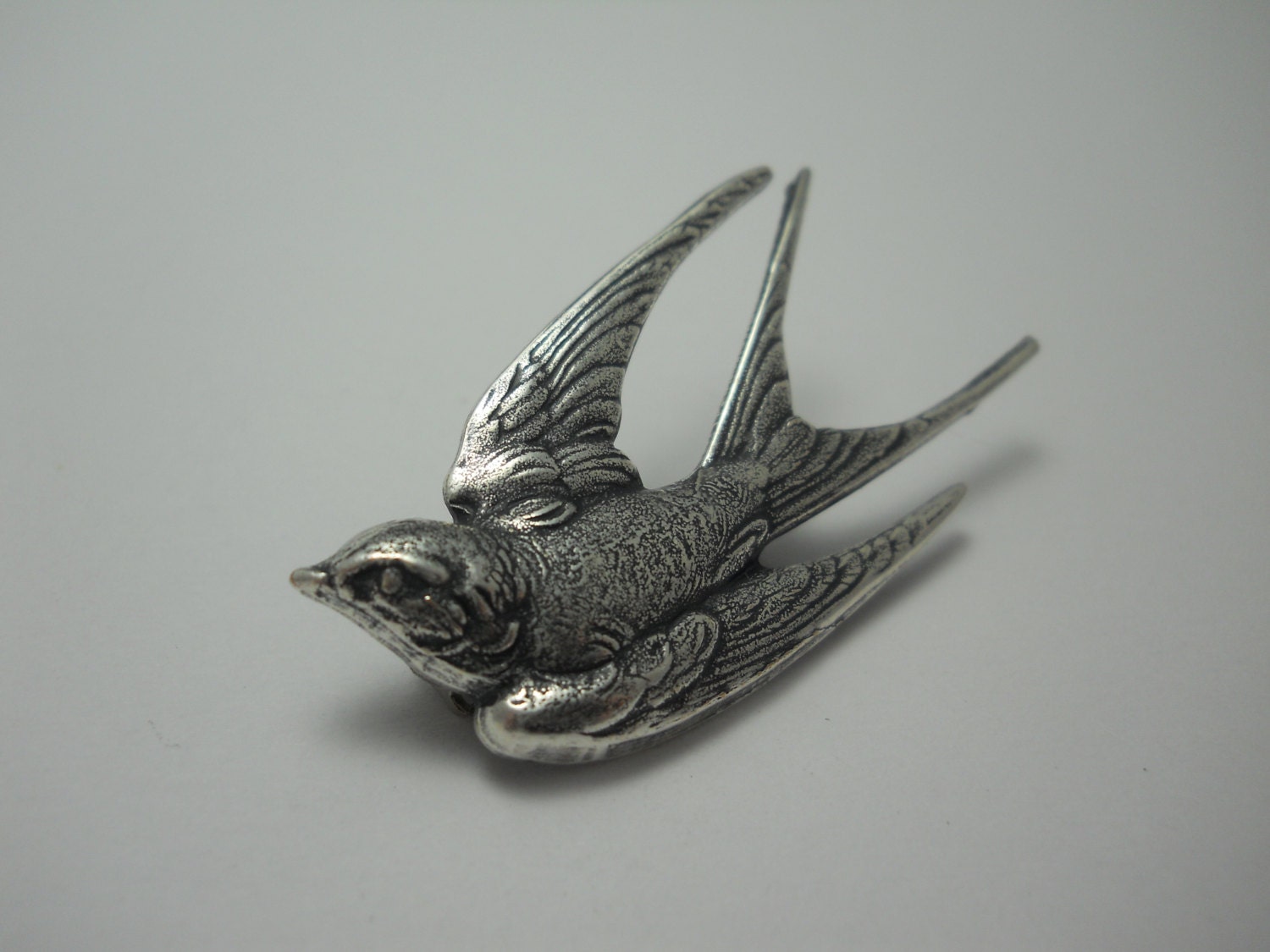 Silver Swallow Bird Brooch Nature Pin Sterling Silver Plated Metal ...