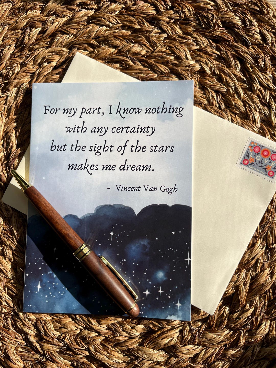 Starry Night Quote Card, Vincent Van Gogh Quote, Dreamy Inspirational ...