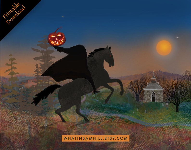 The Headless Horseman - Digital Printable 14x11" Image - Etsy