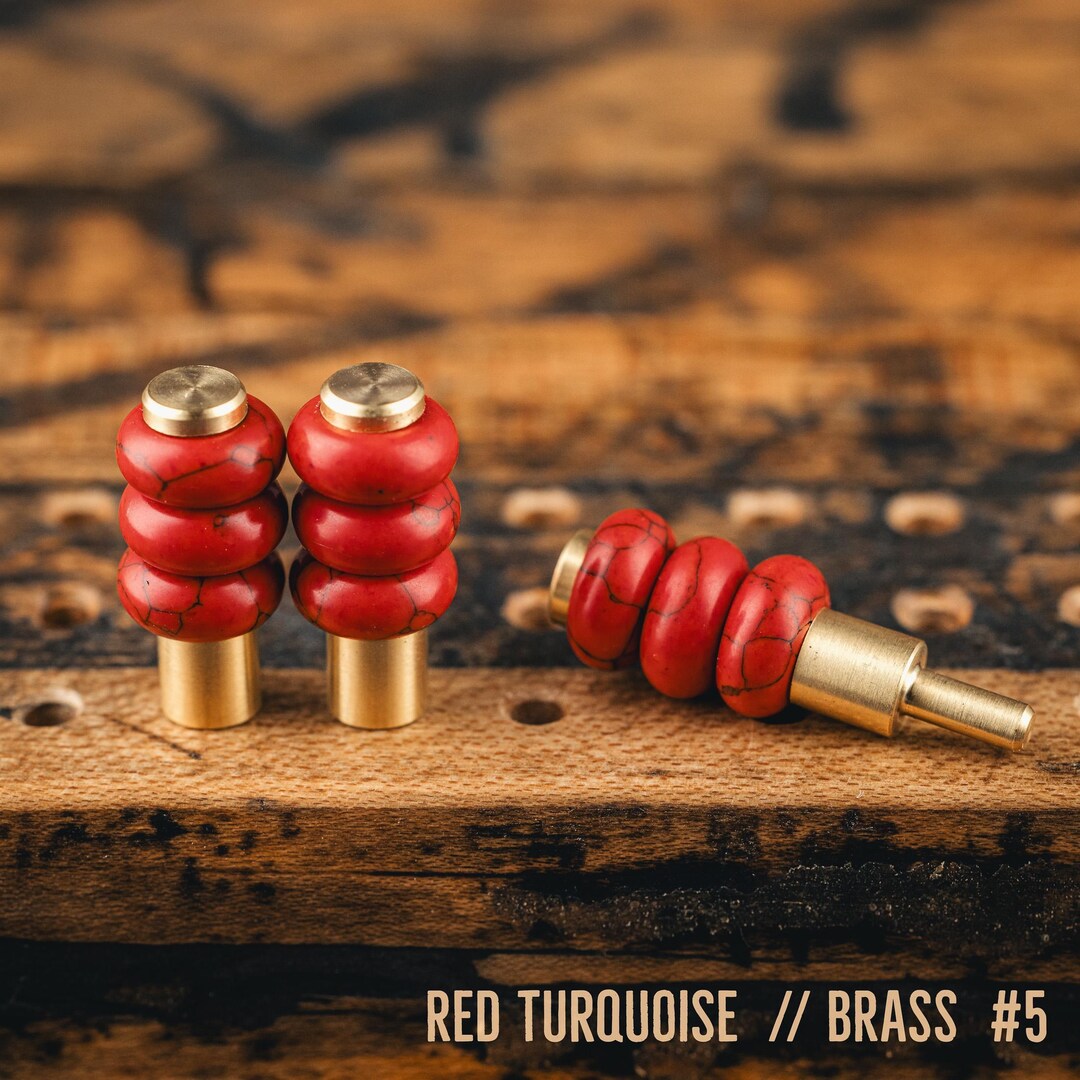 Cribbage Peg Set | Oversize Red Turquoise Gemstone W/ Brass | Handmade ...