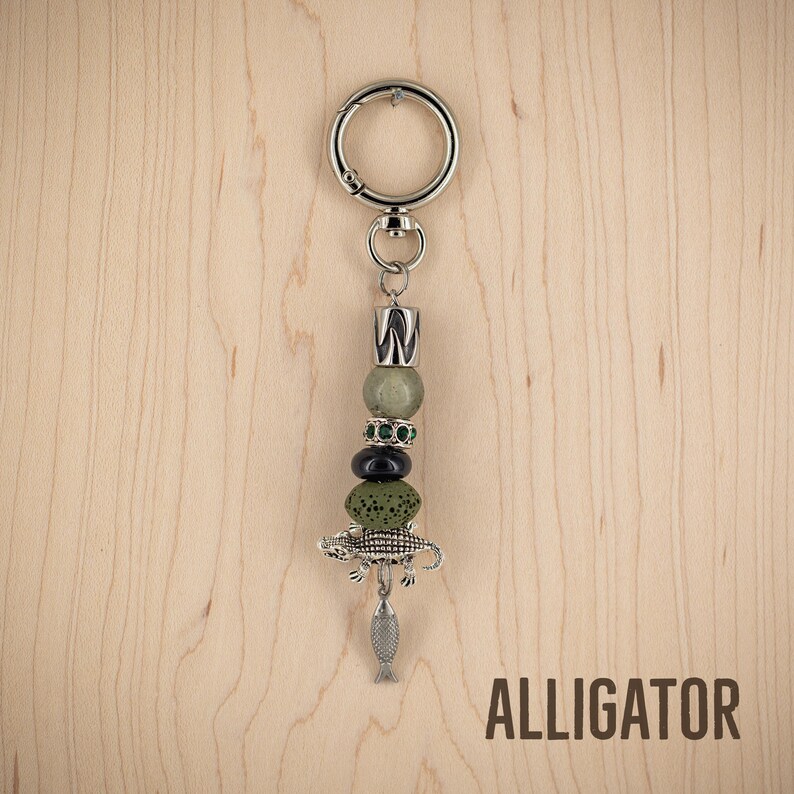 Large Beaded Keychain - Silver Metal Accents - Variety of Styles - Etsy