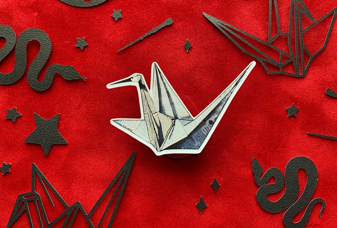 Paper Crane Sticker for Dramione Fanfic Reader, Newspaper Origami Crane ...