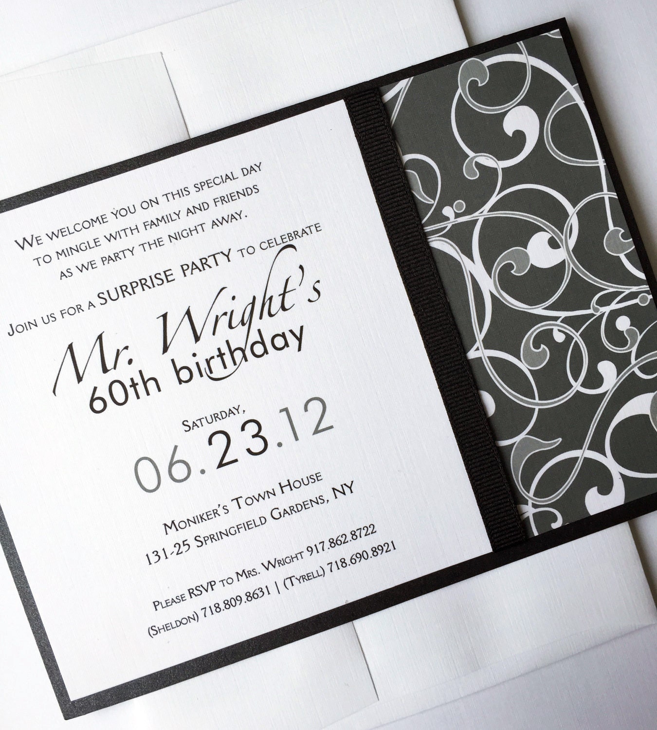 Male Birthday Party Invitations, Modern Masculine Wedding Invitation ...