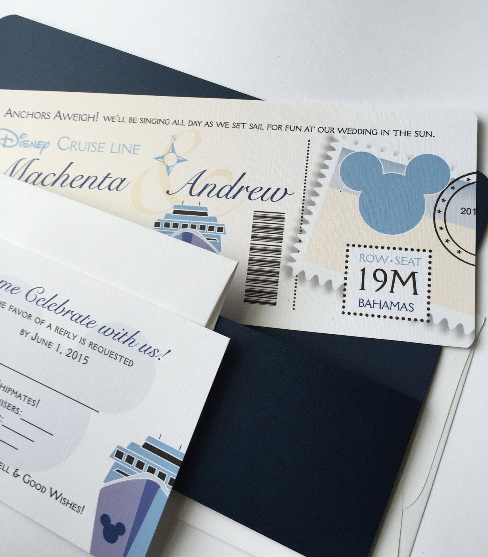 Nautical Wedding Invitation, Disney Cruise Wedding Invitation Set ...