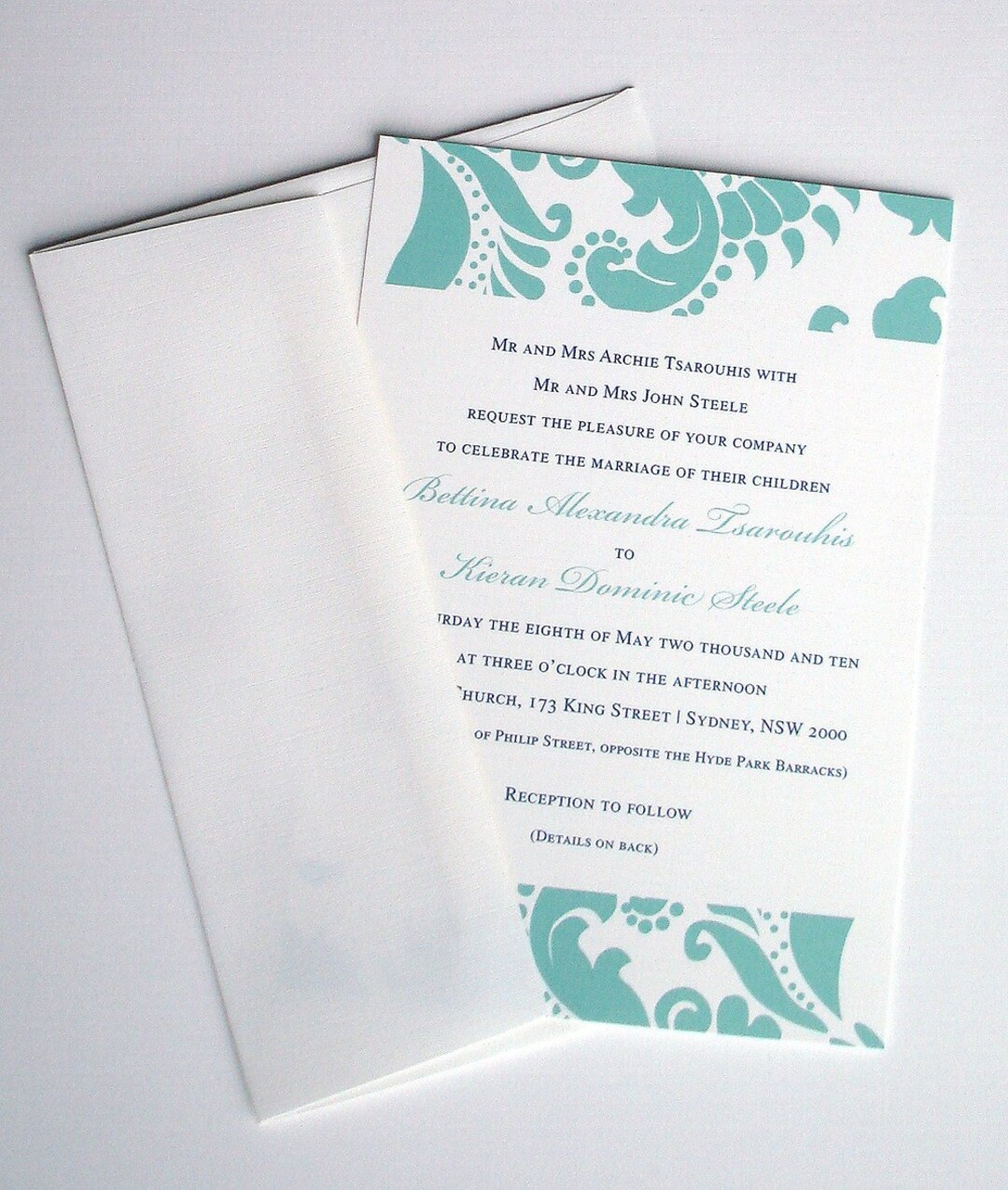 Classic Wedding Invitation, Aqua Wedding Invitations, Traditional ...