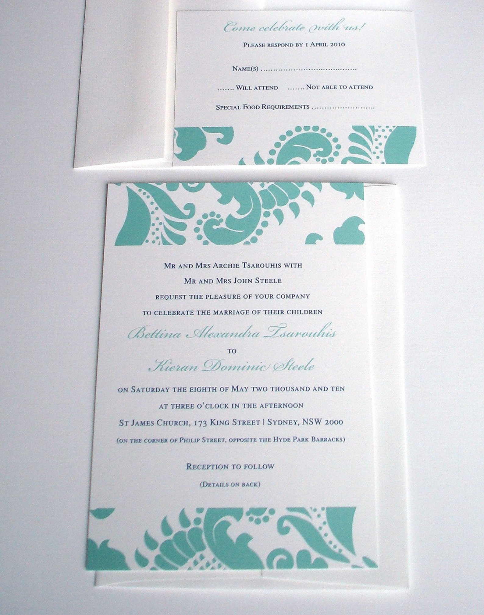 Classic Wedding Invitation, Aqua Wedding Invitations, Traditional ...