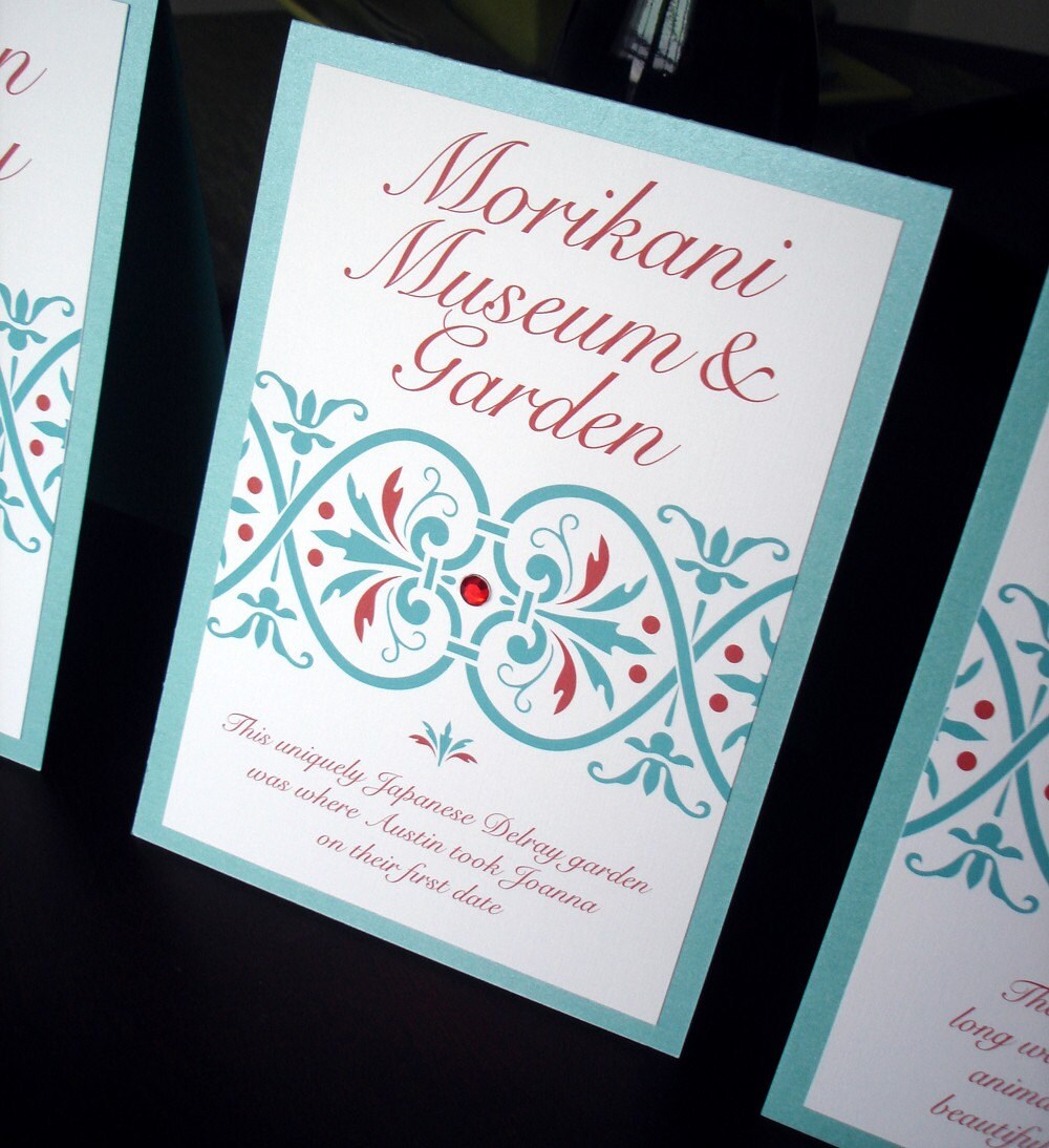 Wedding Reception Table Number Card, Aqua Reception Table Cards ...