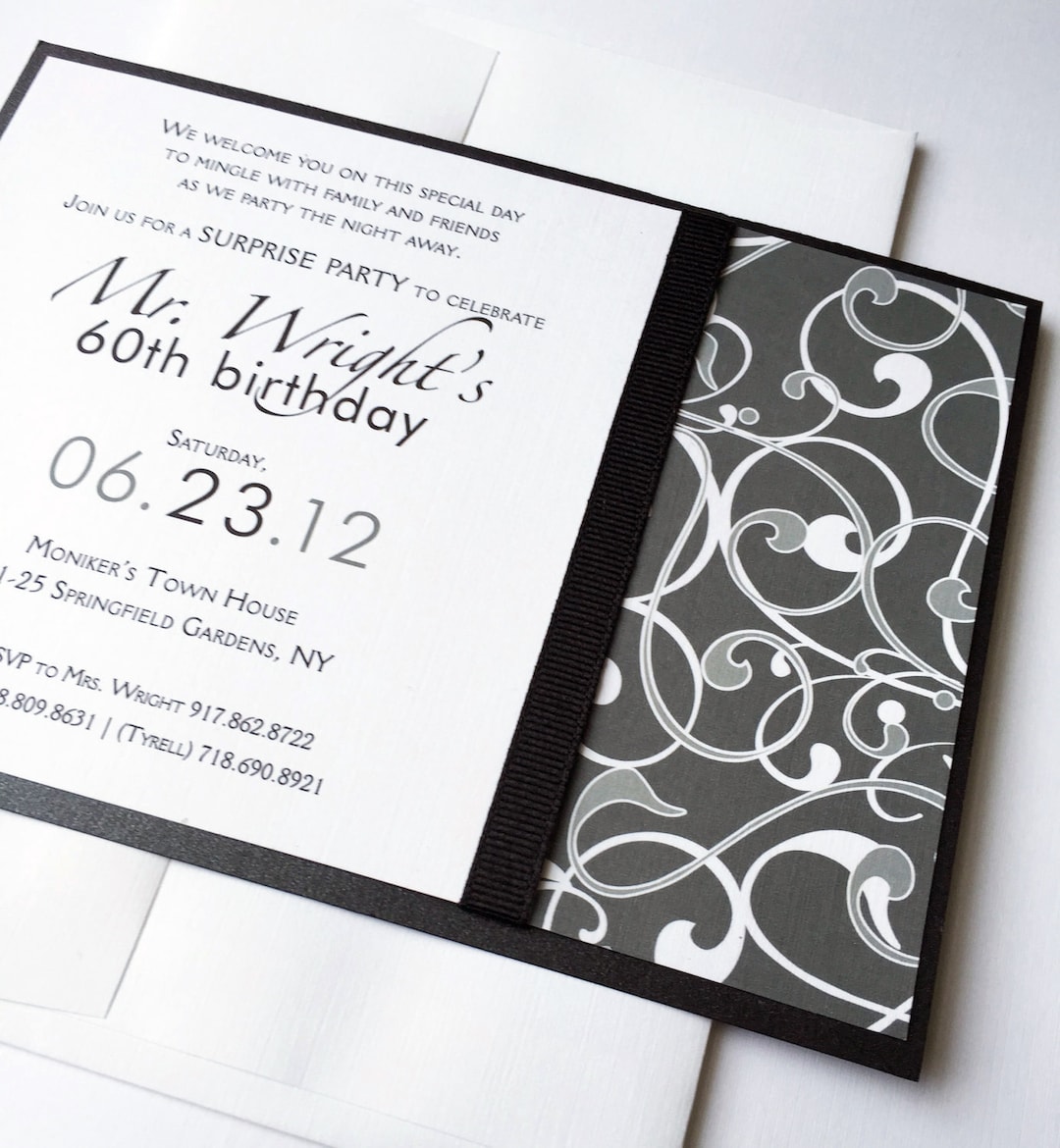 Male Birthday Party Invitations, Modern Masculine Wedding Invitation ...