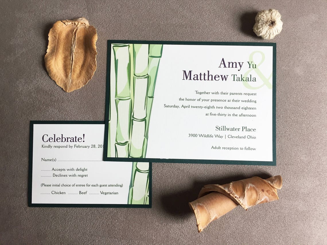 Green Bamboo Wedding Invitation, Nature Inspired Wedding Invitations ...