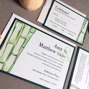 Green Bamboo Wedding Invitation, Nature Inspired Wedding Invitations ...