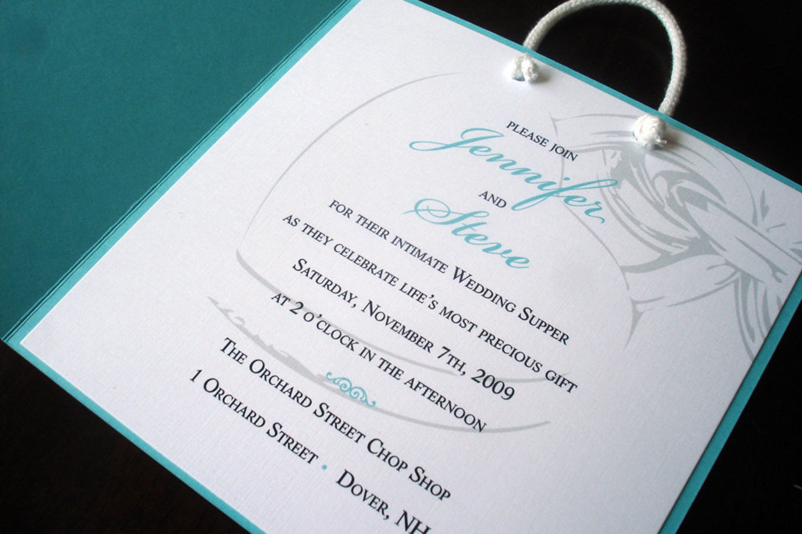 Breakfast at Dinner Menu Card, Aqua Blue Wedding Shower Menu, Turquoise ...