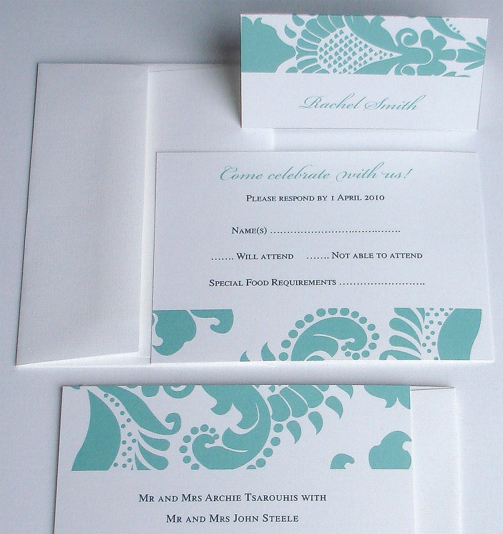 Classic Wedding Invitation, Aqua Wedding Invitations, Traditional ...