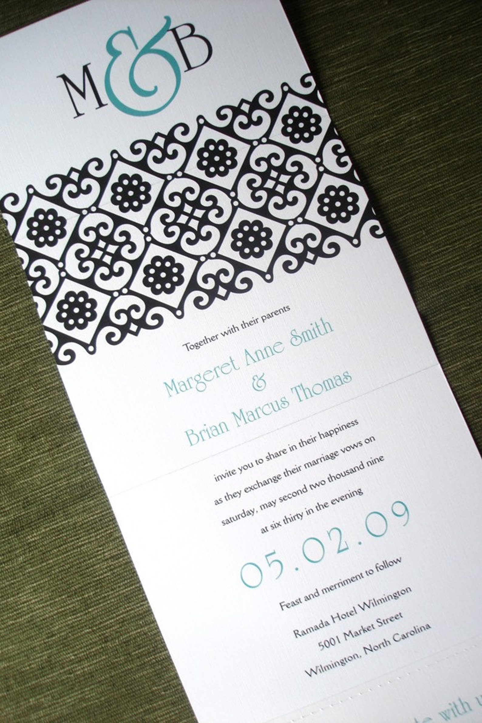 Turquoise Wedding Invitation, Seal and Send Simple Wedding Invitations ...