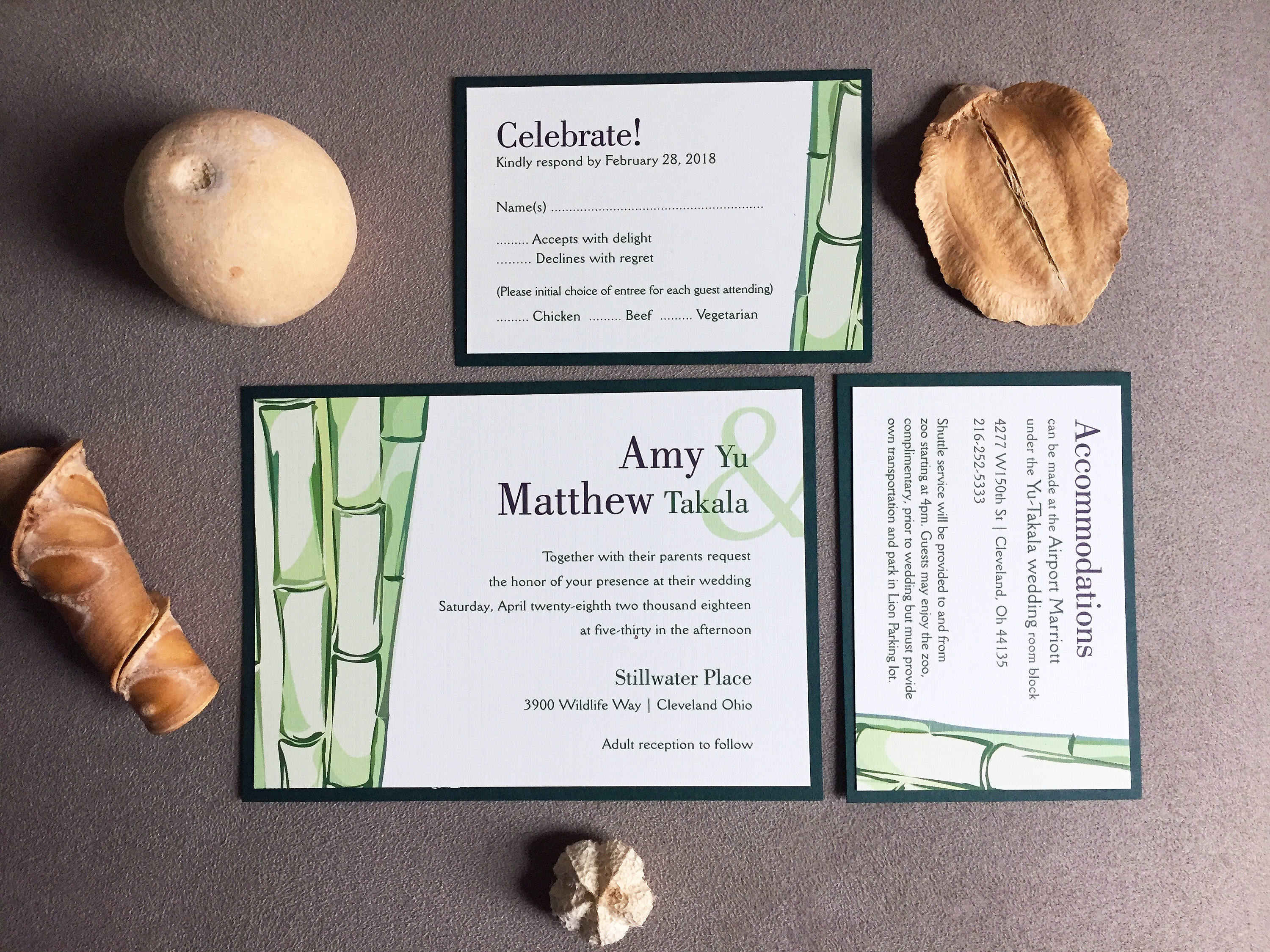 Green Bamboo Wedding Invitation, Nature Inspired Wedding Invitations ...