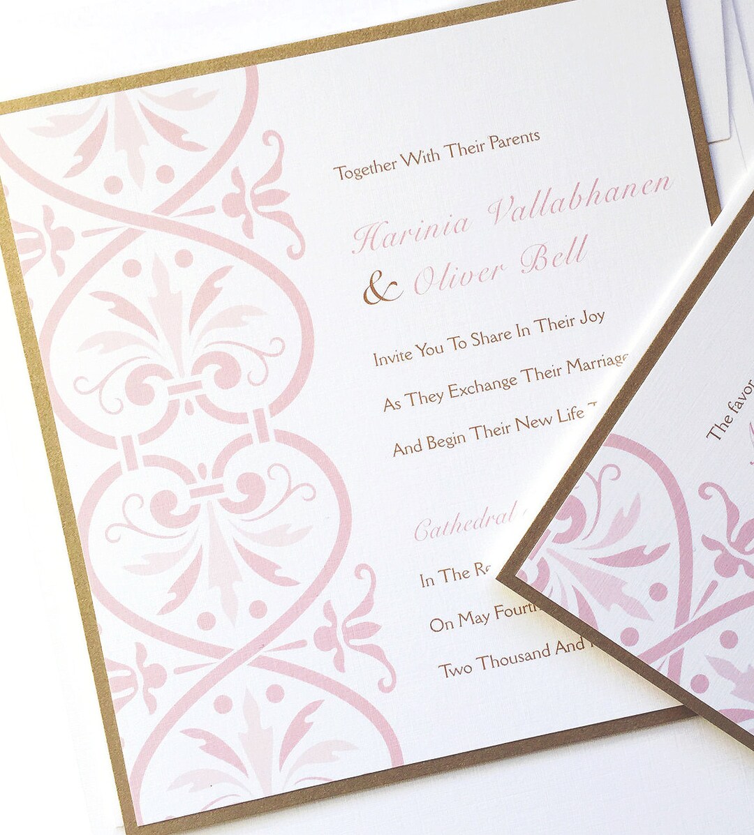 Blush Pink Wedding Invitation, Pale Pink Wedding Invite, Romantic ...
