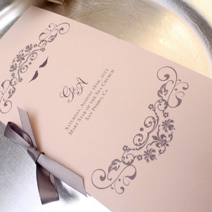 Blush Love Birds Wedding Ceremony Program, Pale Pink and Gray, Platinum ...
