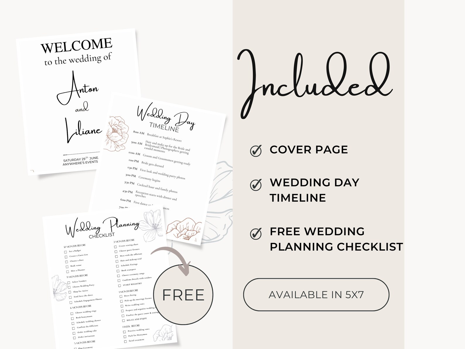 Wedding Day Timeline Template Minimalist Wedding Schedule Editable ...