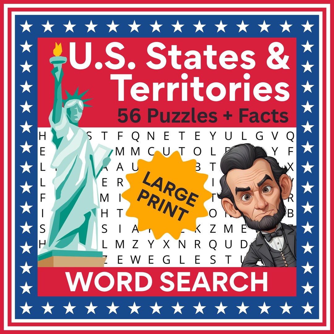 U.S. States & Territories Word Search – 56 Puzzles – Learning Bundle ...