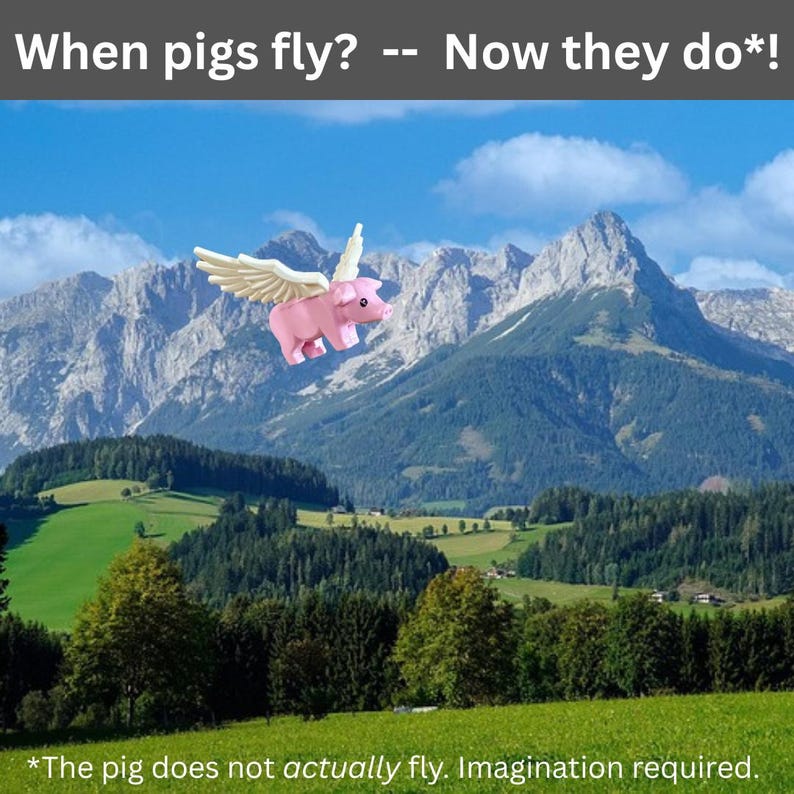 Flying Pig LEGO Minifigure - "when Pigs Fly!" - Hand-modified Pig and ...