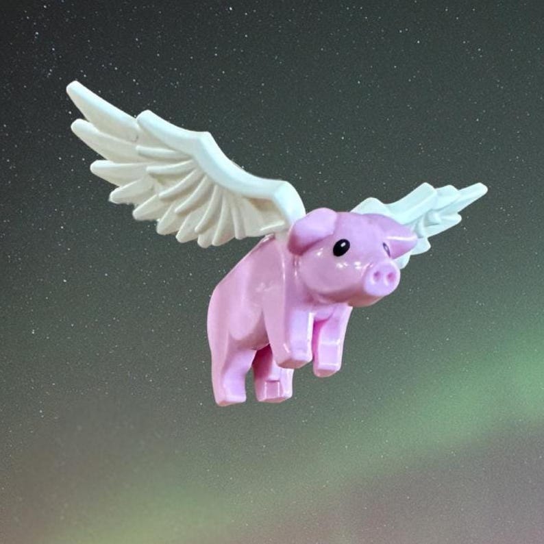 Flying Pig LEGO Minifigure - "when Pigs Fly!" - Hand-modified Pig and ...