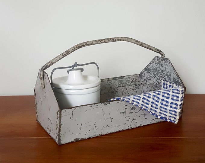 Chippy Galvanized Steel Tool Caddy - Vintage Metal Tool Box With ...