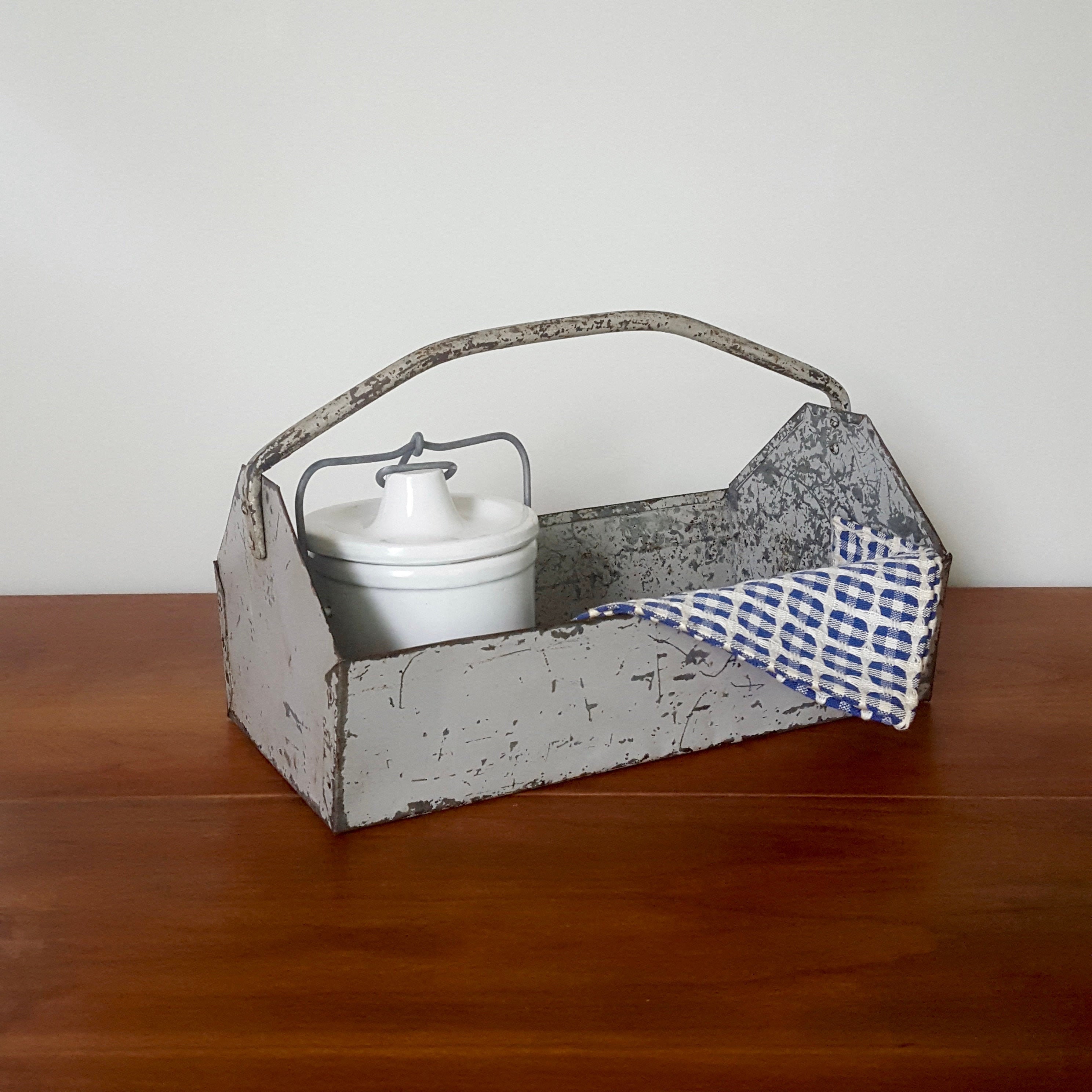 Chippy Galvanized Steel Tool Caddy vintage metal tool box | Etsy